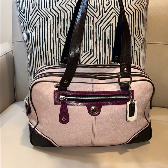 Coach | Bags | Coach Laura Spectator Pink Navy Womens Satchel | Poshmark